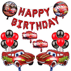 Lightning McQueen Birthday Balloons Bouquet Cars Foil Balloons Party Supplies Decoration for Kids Birthday Party