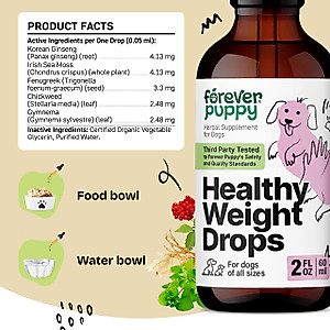 Healthy Weight Management Drops for Dogs - Dog Food Supplements for Energy - Irish Seamoss & Fenugreek Nutrition Support - Liquid Dog Vitamins and Supplements for All Breeds & Sizes - 2 oz