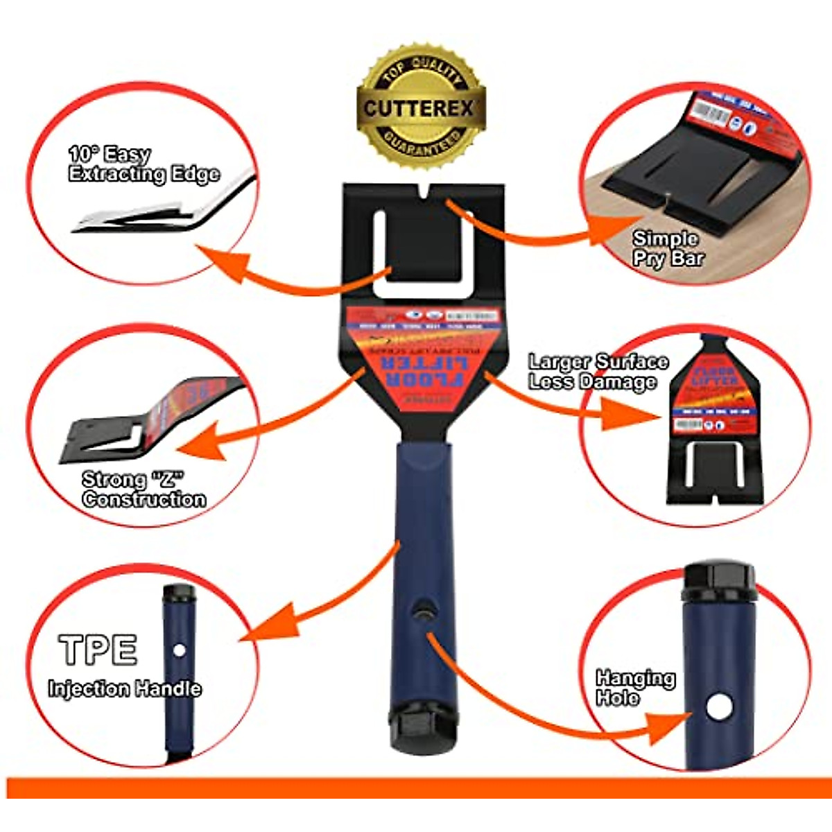 CUTTEREX Floor Lifter, Tile Removal Tool, Removal Multi-Tool for Commercial Work, Molding, Baseboard, Skirting Board, Siding and Flooring Removal, Remodeling