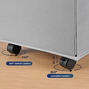 YOHOM Rolling Storage Cart with Fabric Drawers, Under Desk Filing Bin 3 Drawer Home Office Organizer Multi-Functional Storage for Bedroom, Living Room Books Magazines Toys Clothes (Thin, Gray)