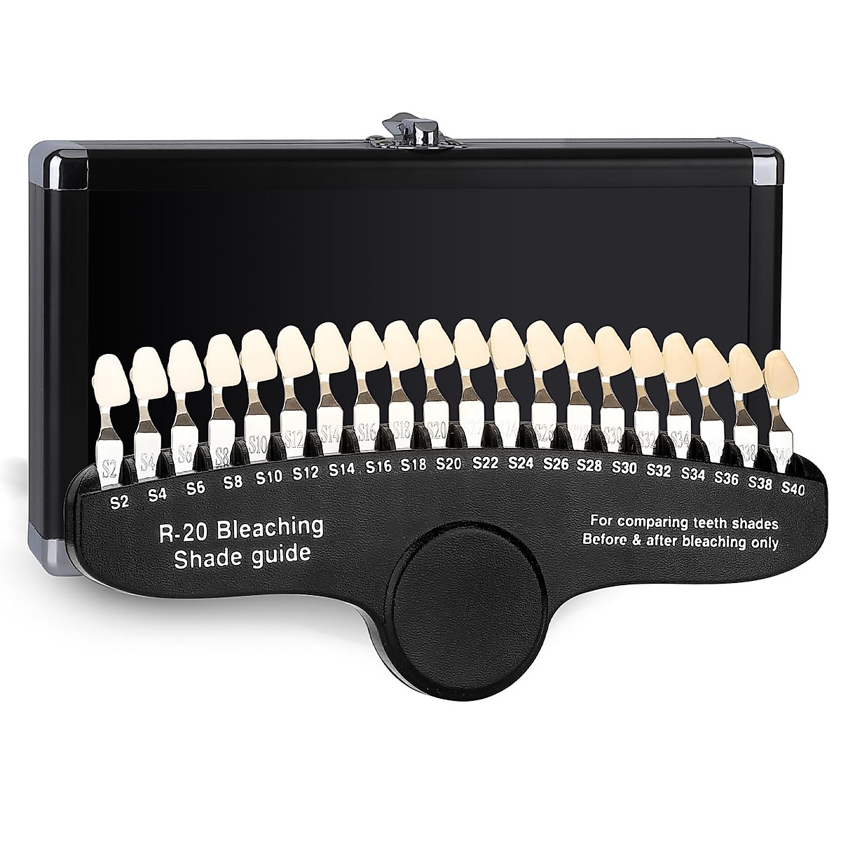 Dental Shade Guide Professional 3D R-20 Tooth Whitening Shade Chart with 20 Colors Teeth Shade Guide with Mirror