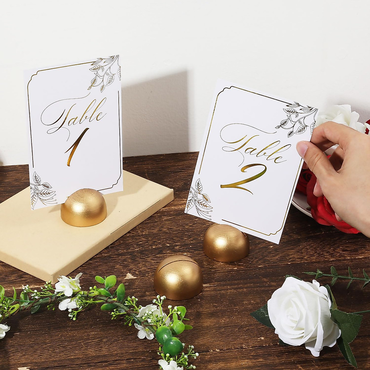12pcs Round Table Number Stands, Modern Place Card Holders Table Number Clips Table Number Holders for Wedding Reception Anniversary Birthday Party Banquet (Gold)