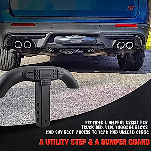 Chelhead Hitch Mount Bumper Step with 6W Red Braking Light Heavy-Duty Towing Hitch Mount for 2'' Standard Receiver Compatible with Trucks Chevy (Chevrolet) Ford Toyota GMC Dodge RAM Jeep