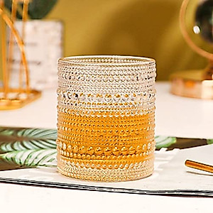JPPSUJJ Cocktail Glasses 10 oz Hobnail Drinking Glasses Set of 6, Vintage Glassware, Textured Glass Cups Bubble Glasses Water Glasses Old Fashion Jupiter Glasses Set, Clear