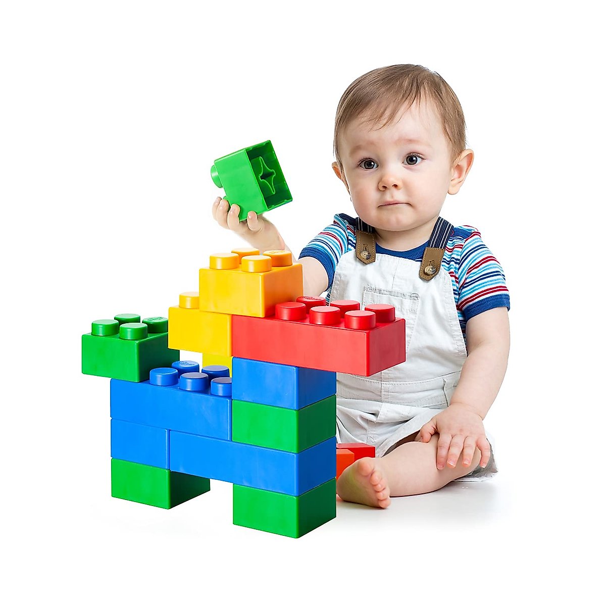 UNiPLAY Plump Soft Building Blocks - 36-Piece Jumbo Stacking Multicolor Set for Early Cognitive Development and Creative Play - Ages 3 Months+