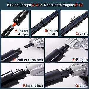 TCBWFY 3 Pack Auger Extension Drill Bits (8", 12", 20" Length) Extension Earth Ice Auger Extension Set Post Hole Digger Replacement Compatible to 3/4" Shaft