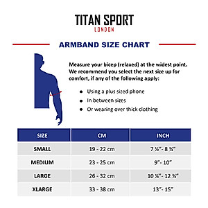 Titan Sport Cell Phone Holder for Running - Universal Arm Bands for Walking/Workout/Gym, Exercise Sleeve Strap Band for Adult Women & Men, Fits All Devices Up to 7", iPhone SE/X/5/6/7/8/11/12 (Medium)