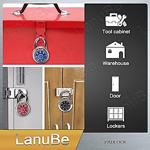 LanuBe Lock Standard Dial Combination Lock, 2 in. Wide, with Different Combinations, Black Turnplate, Pack of 24; Lock for School, Employee, Gym & Sports Locker, Case, Toolbox, Fence and so on