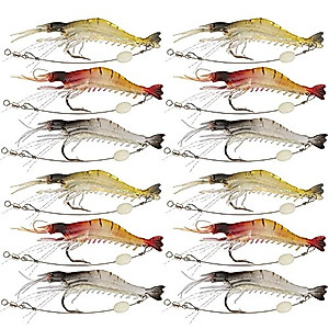 Goture Soft Lures Shrimp Bait Set, Freshwater/Saltwater, Trout Bass Salmon, 12 Piece