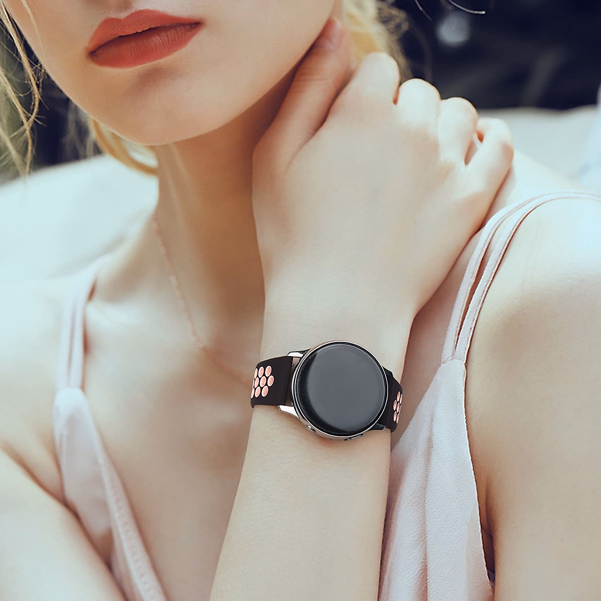 Vancle Silicone Bands for Gizmo Watch Band/Gabb Watch Band, 20mm Soft Air Breathable Replacement Strap Wristbands for Gizmo Watch 3/2/1 Gabb Watch Boys and Girls (Black-Pink)