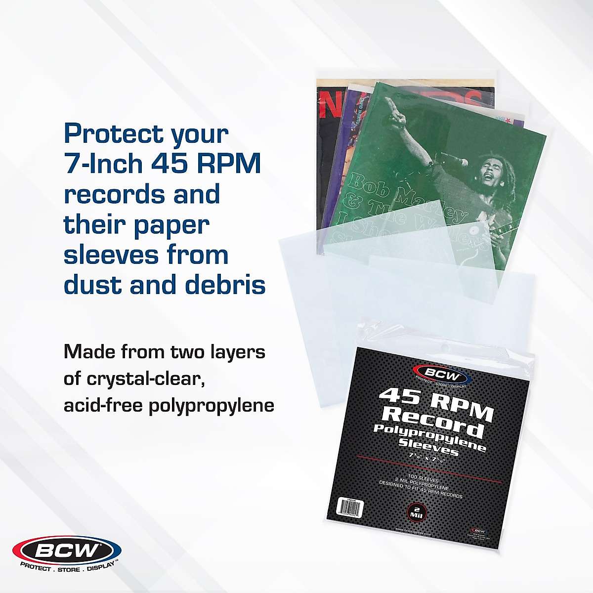 100 Vinyl 45 RPM 7" Record Poly Outer Sleeves 2 Mil New