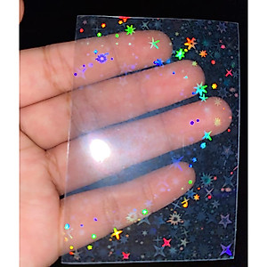 Black Lotus 100pcsLot Little Star Laser Flashing Card Sleeves Trading Cards Shield Magic Card Protector Holographic Foil Protective Cover 61x88mm