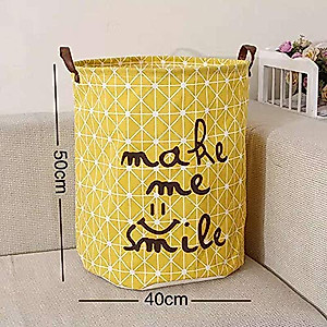 Storage Baskets Waterproof Foldable Organizer Large Storage Bins for Dirty Clothes Home and Office Toy Organizer Laundry Hamper(Yellow triangle)