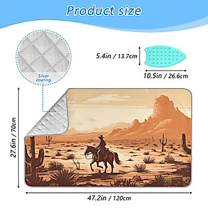 GOODOLD Vintage Western Cowboy Ironing Mat Portable Travel Ironing Pad for Washer,Dryer,Table Top, Iron Board Alternative Cover, Large Heat Resistant Ironing Blanket
