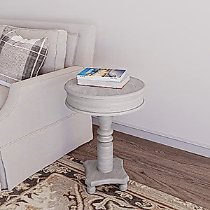 Koncemel Round Side Table, Rustic Gray Sofa End Table, MDF Accent Pedestal Table, Small Coffee Table for Livingroom, Bedroom, Balcony