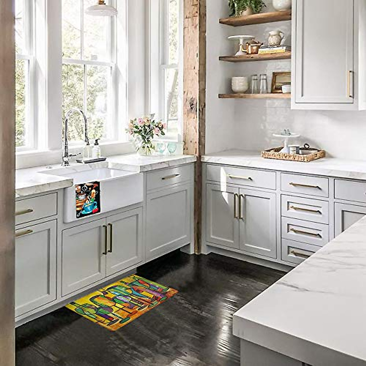 UpNUpCo Artistic Beautiful Anti Fatigue Kitchen Floor Mat - Unique Floor Mats - Pain Relief Padded Kitchen Mats - Floor Mats For In Front Of Sink - Memory Foam 30" X 17.5" X 10mm Picasso Wine