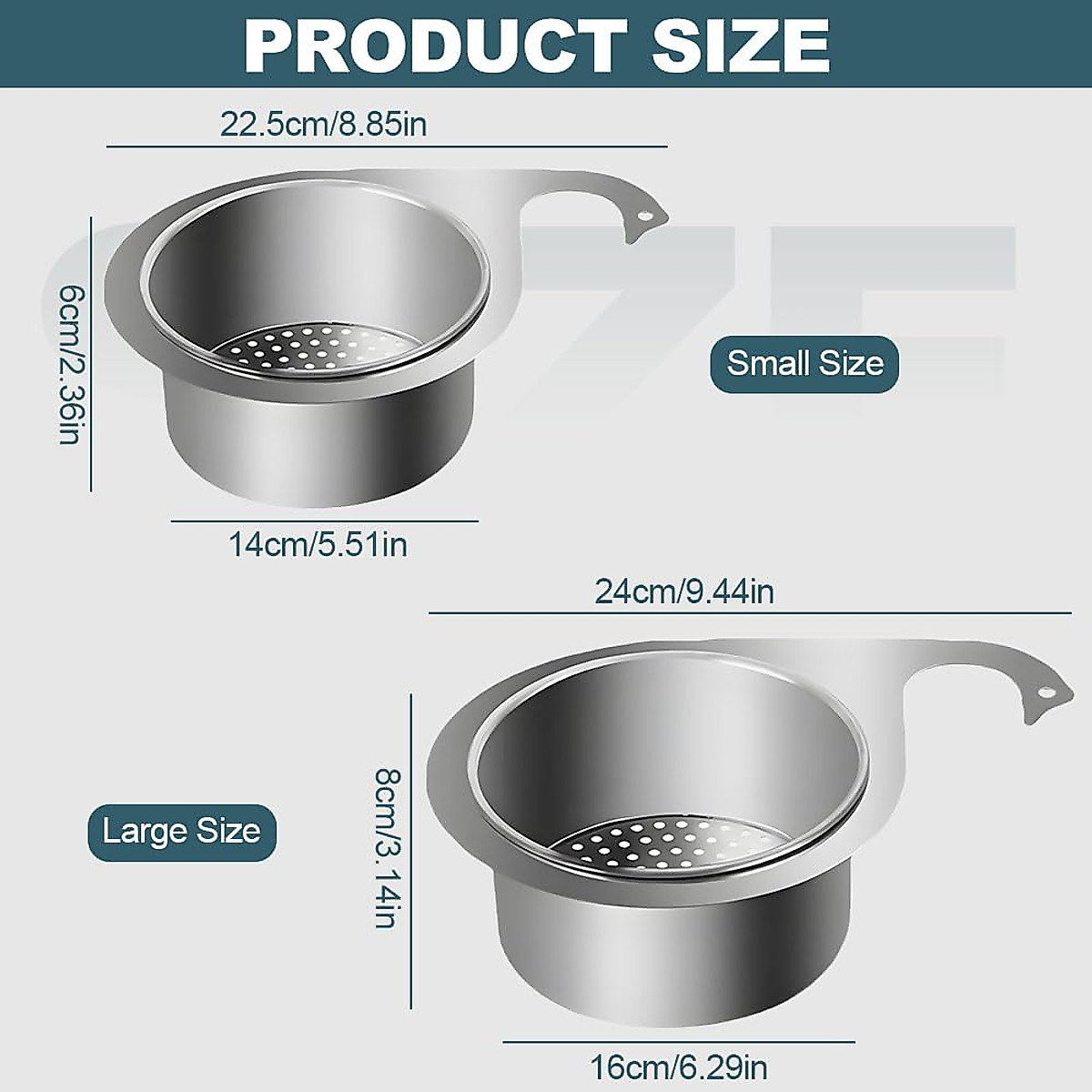 Stainless Steel Sink Drain Strainer Basket, 2024 New Multifunction Hanging Sink Strainer Colander Drain Basket, Kitchen Sink Food Waste Filter and Vegetables Fruits Clean (1, L)