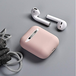 Airpods Case No Keychain,AirPods Case Cover,Full Protective Silicone AirPods Accessories Skin Cover,Compatible with Airpods 1 & 2 Case,Front LED Visible,Supports Wireless Charging(Pink)