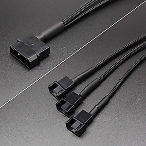 2 Pack Molex to 3 Pin or 4 Pin Fan Adapter Computer PC Case Fan Power Splitter Cable, 10 inch