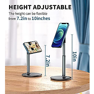Magnetic Desk Phone Stand for iPhone 14/13/12 - Phone Holder Dock with 360°Rotation, Height&Tilt Adjustable for Office/Home Compatible with iPhone 14 Plus 13 12/13 12 Mini/13 12 Pro Max,Mag-Safe Case
