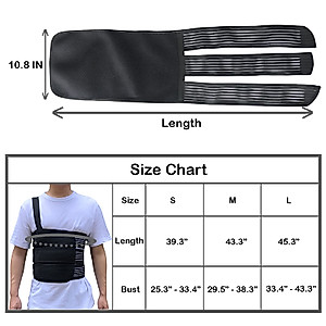Rib Belt Chest Binder for Broken Injury Ribs, Elastic Rib Brace Compression Support to Reduce Rib Cage Pain, Fractured, Dislocated and Post-Surgery Ribs (L (33" to 43"))
