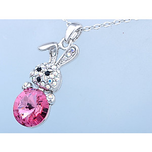 Alilang Rabbit Pendant Cute Animal Bunny Crystal Rhinestone Necklace for Women Gift