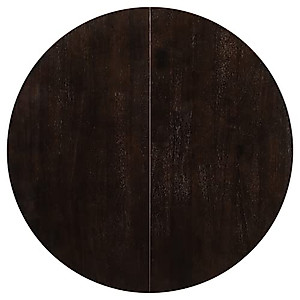 XD Designs Farmhouse Round Extendable Dining Table with 16'' Leaf, Wood Kitchen Table for Kitchen Dining Room