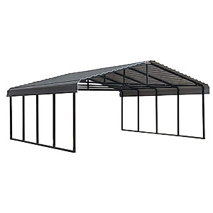 Arrow Carports Galvanized Steel Carport, Double Car Metal Carport Kit, 20' x 20' x 7', Charcoal