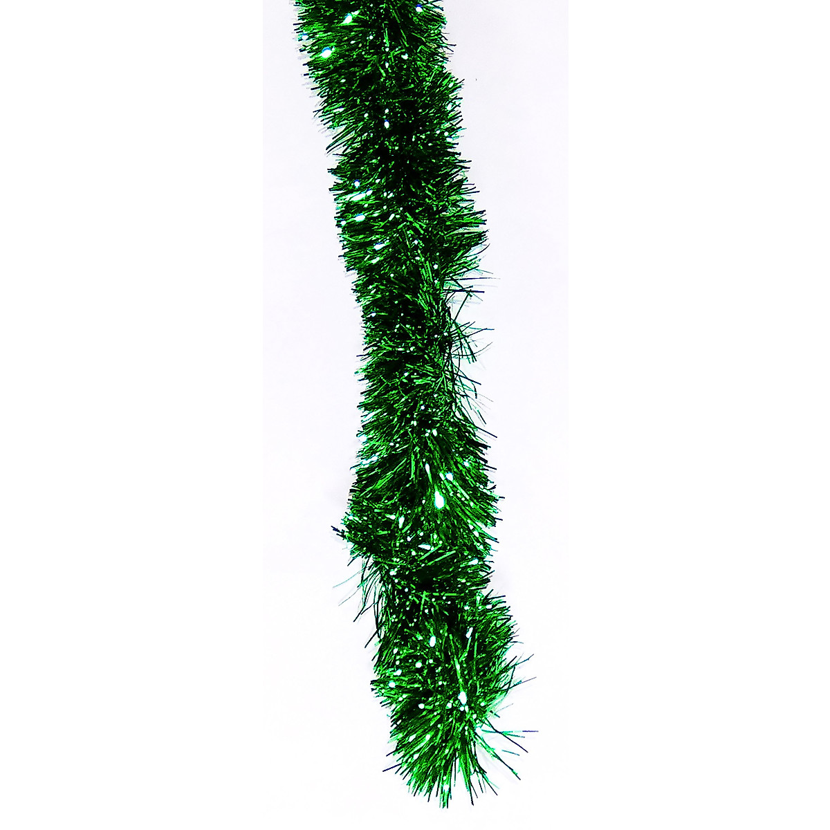 Tinsel Garland 25 ft, Perfect for Memorial Day, 4th of July, Christmas, New Year's Eve Celebration, Wedding, Birthdays, Festivities, Special Events, Decorative Accents-1 Green, 25ft Long