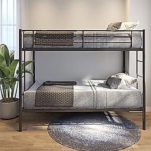 Olela Twin Over Twin Metal Bunk Beds,Heavy Duty Steel Bed Frame with Safety Rail and 2 Ladders for Boys Girls Adults Dormitory Bedroom,No Box Spring Needed,Black