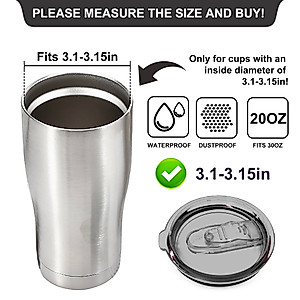 AICMEI 2 Replacement Lids for Stainless Steel Tumbler Travel Cup - Fits OF Inner diameter 3.15 to 3.2 INCH and others Cup-Black (20oz-Black)