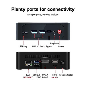 Beelink SER5 Mini PC,AMD Ryzen 5 5500U Processor,up to 4.0 GHz(6C/12T),Mini Computer with 16G DDR4 RAM/500GB M.2 NVMe 2280 SSD,4K FPS/WiFi 6/BT5.2/Three-Screen Display/Auto Power On