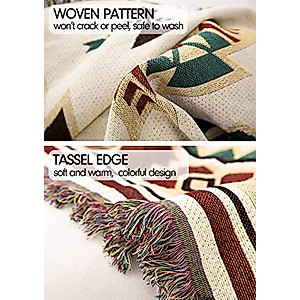 WarmTide Southwestern Soft Throw Blankets with Tassels Cozy Cotton Woven Aztec Knitted Bed Couch Throws Sofa Chair Towel Multi-Function for Home Decor Office Travel