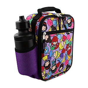 Disney Princess Emoji Girl's Soft Insulated School Lunch Box (One Size, Purple)