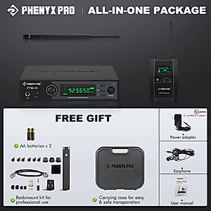 Phenyx Pro PTM-10 in Ear Monitor System in 900MHz Band Bundle with Compatible PTM-10 Bodypack Receiver