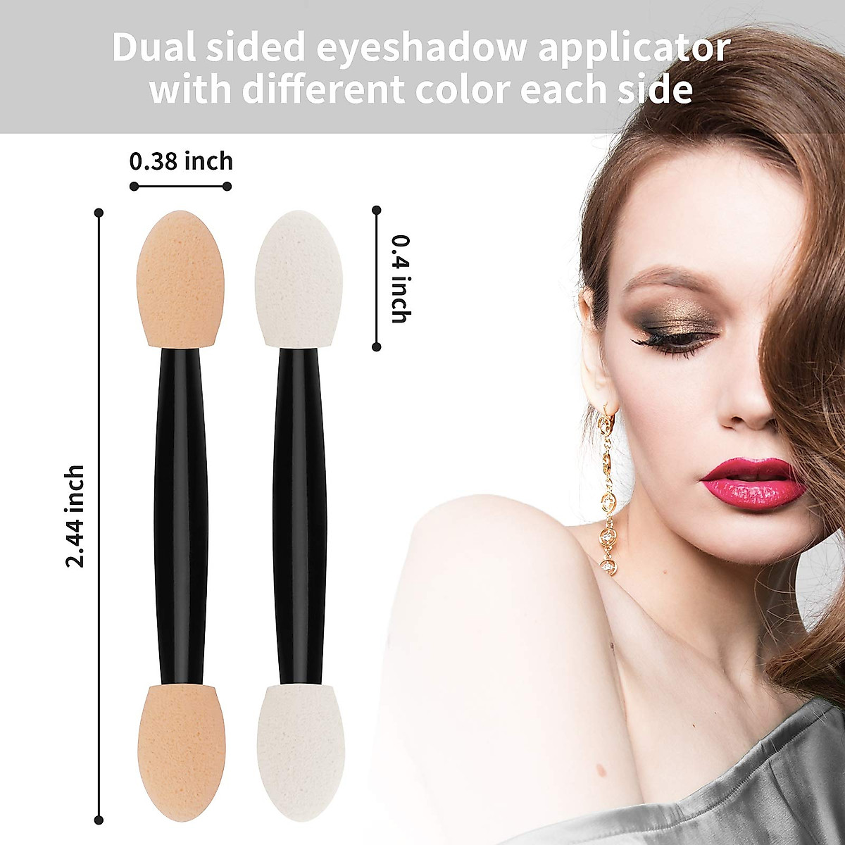 CHEFBEE 80pcs Eyeshadow Applicators with Container, Disposable Dual Sides Eyeshadow Sponge Brushes Makeup Applicators(Black)