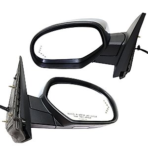 Kool Vue Left & Right Power Heated Mirrors for Chevrolet Silverado 1500 Cadillac Escalade 2009-2014 Power Fold With Signal Light, Memory & Puddle Lamp Chrome without Marker Light; without Spotlight