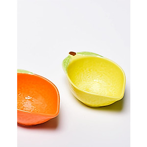 Mozacona 4pcs Ceramic Appetizer Plates Lemon Shape Side Dishes Seasoning Plates