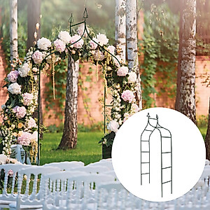 SCENDOR Garden Arch Trellis 8.4 Ft High x 4.6 Ft Wide, Dark Green Iron Arbor, Courtyard Arbor Trellis for Various Climbing Plants Rose, Outdoor Archway Wedding Ceremony Party