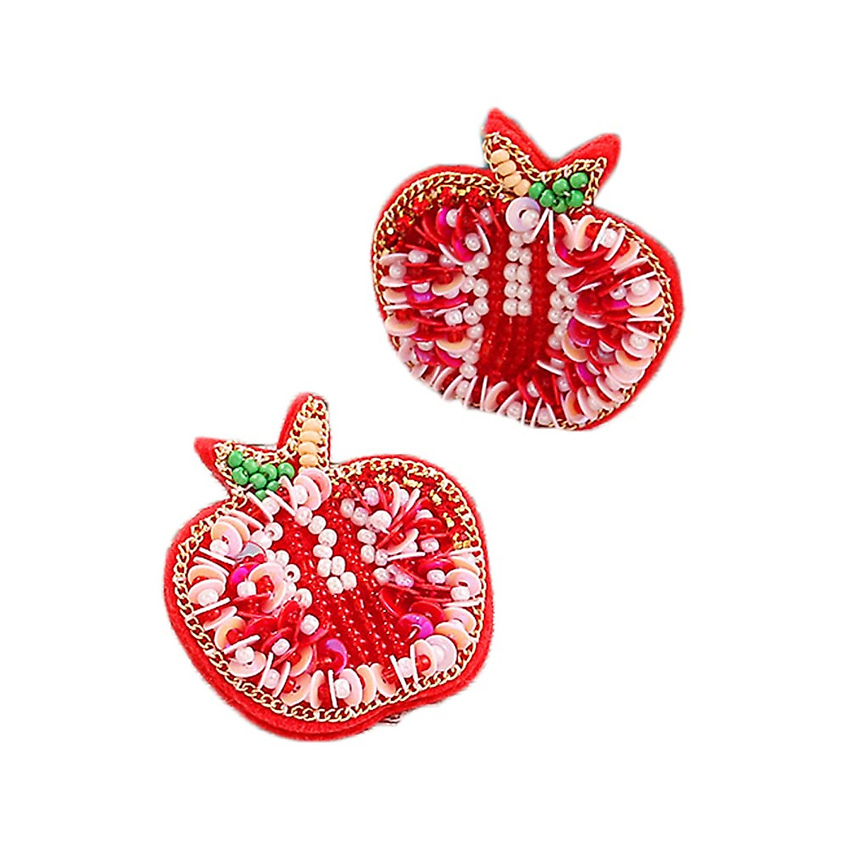 Beaded Teach Statement Earrings Seed Pencil Apple Rainbow Dangle Drop Earrings Teacher Appreciation Gifts Back To School Jewelry-apple