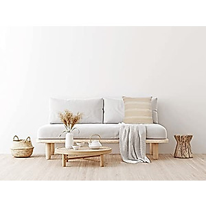 Creative Co-Op 20" Square Interwoven Double-Striped Cotton Pillow Decorative Pillow Cover, 20" x 20", Beige