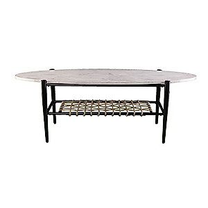 SEI Furniture Holly & Martin Relckin Faux Marble Coffee Table, White/Black/Natrural (CK1430)