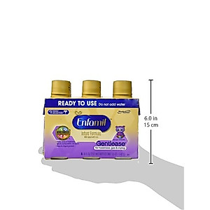 Enfamil Gentlease Ready to Feed Baby Formula, Eases Gas, Fussiness, Crying & Spit-up in 24 Hours, Ready to Use 8 Fl Oz, Pack of 6, Total 48 Fl Oz