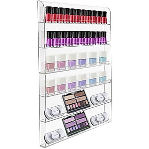 Sorbus Nail Polish Wall Rack Display Holder - Stylish Organizer for Home, Salon, Spa, Tattoo Shop, 6-Tiers, Holds Up to 90 Bottles, Acrylic 2-Piece Display