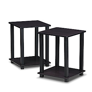 Furinno Simplistic Set of 2 End Table, Dark Walnut
