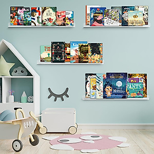 Dezzer 4 Pack Acrylic Shelves for Wall, 15" Clear Acrylic Floating Shelves for Bathroom Bedroom, Invisible Bookshelf Wall Ledge Storage Shelf Books Perfume Toys Action Figure Display Shelves