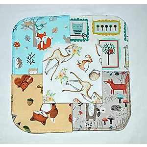 Sweet Woodland Animals 1 Ply 12x12 Inches Set of 5 Printed Flannel Paperless Towels