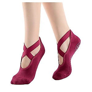 KEAIDO 6 Pairs Women Yoga Socks Non Slip Sticky Grip Accessories Thickened Sole for Pilates, Yoga, Barre, Dance Ballet, Barefoot Workout Sports Fitness Indoor Outdoor US Size 5-8.5