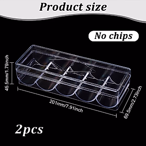 FINGERINSPIRE 2 Pcs Clear Poker Chip Trays Plastic Casino Poker Chip Tray Rack Poker Chip Holder Poker Chip Cases with Cover for Casino Game Standard Size Chips & Clay Chips Each Holds 100 Chips