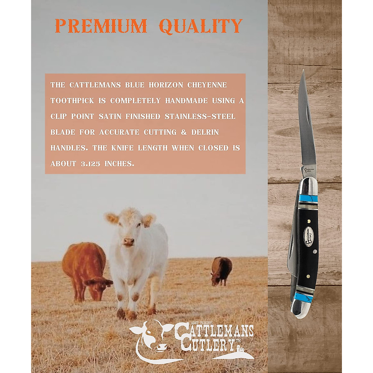 Cattlemans Cutlery Cheyenne Series Blue Horizon Toothpick Folding Pocket Knife